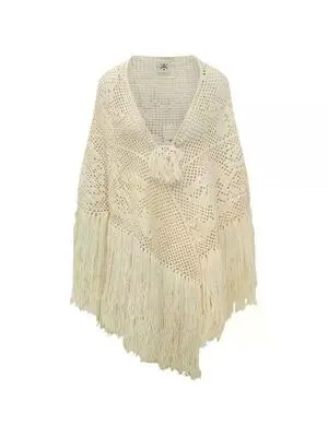 CHIARA IS Peonia Crochet-knit Wool Shawl - White