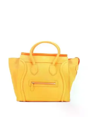 Celine Luggage Bag Grainy Leather Mini Tote Bag - Orange