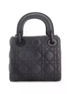 Dior Ultra Matte Lady Chain Bag Cannage Quilt Calfskin Mini Shoulder Bag - Black