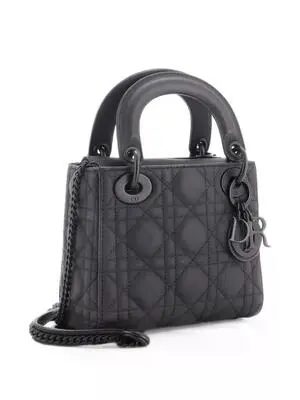 Dior Ultra Matte Lady Chain Bag Cannage Quilt Calfskin Mini Shoulder Bag - Black
