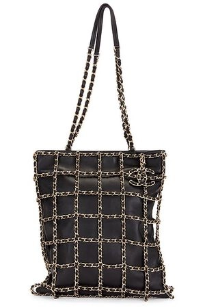 CHANEL Lambskin Chain Frame Shopping Tote Bag