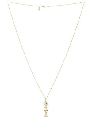 SYDNEY EVAN Large Pave Fishbone Charm Necklace - Gold