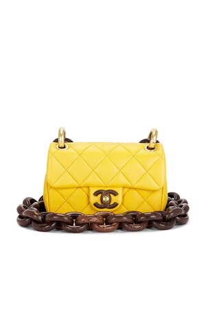 CHANEL Lambskin Paris-dakar Wenge Wood Mini Square Flap Bag