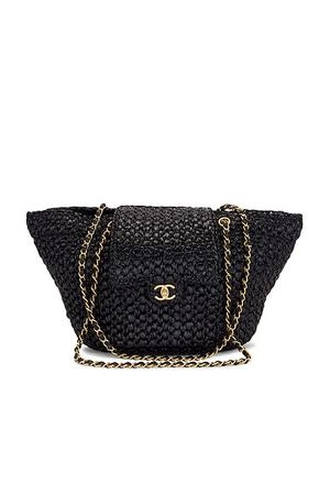 CHANEL Raffia Shopping Tote Bag