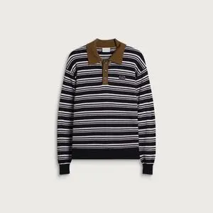 Drole De Monsieur Striped Knitwear Polo - Navy