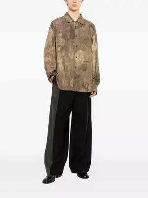 ZIGGY CHEN Graphic-print Cotton Shirt - Brown