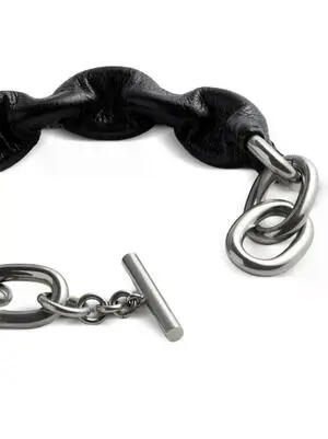 MAISON MARGIELA Leather-wrapped Chain-link Bracelet - Silver