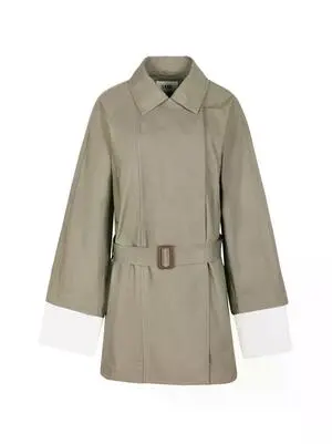 LESS Belted Panelled-sleeve Trench Coat - Green