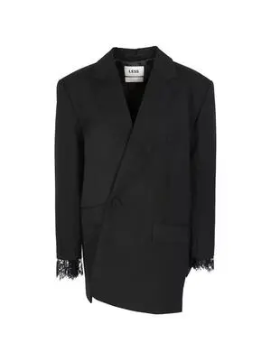 LESS Lace-trim Double-breasted Blazer