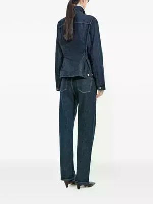 JNBY Corduroy-collar Cinched-waist Denim Jacket
