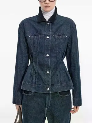 JNBY Corduroy-collar Cinched-waist Denim Jacket