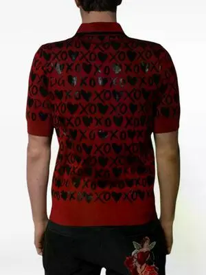 Dolce & Gabbana Heart-print Short-sleeved Polo Shirt
