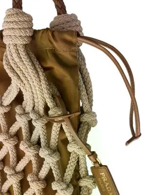 Prada Noué Medium Cotton Macramé Bag - Brown