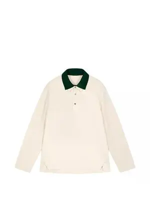 CROQUIS Contrast-collar Long-sleeve Polo Shirt - Neutrals