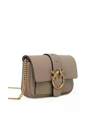 Pinko Love Birds Leather Shoulder Bag - Neutrals