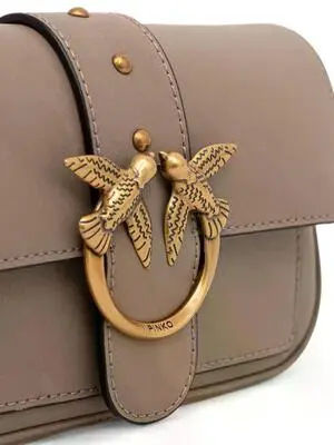 Pinko Love Birds Leather Shoulder Bag - Neutrals