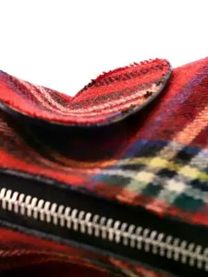 Loewe Elephant Tartan Wool And Leather Mini Crossbody Bag