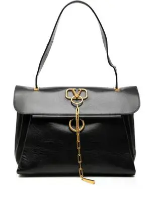 Valentino Garavani 2018-2026 Medium Smooth Calfskin Vring Top Handle Bag Satchel - Black