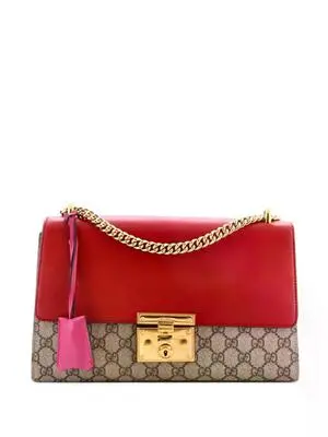Gucci Padlock Gg Coated Canvas And Leather Medium Shoulder Bag - Red