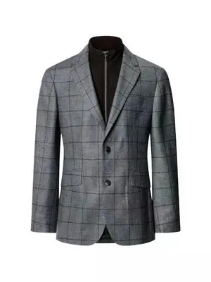 HACKETT  Windowpane-check Bib-detail Blazer - Grey