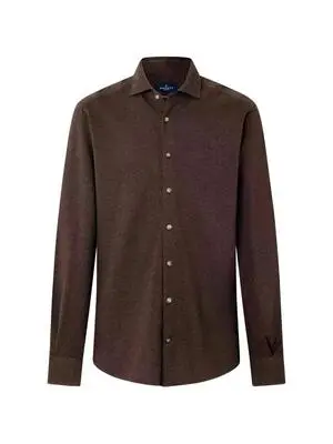HACKETT  Jersey-piqué Buttoned Shirt - Brown