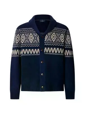 HACKETT  Fair Isle Shawl-collar Cardigan - Blue