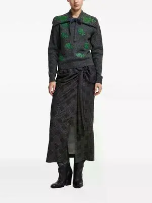 Essentiel Antwerp Checked Draped Maxi Skirt