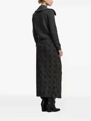 Essentiel Antwerp Checked Draped Maxi Skirt