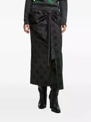 Essentiel Antwerp Checked Draped Maxi Skirt