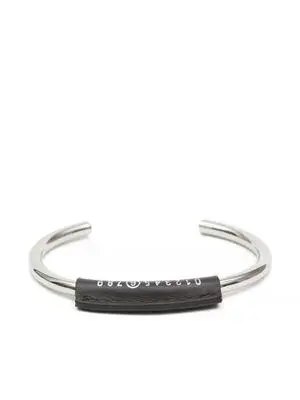 MAISON MARGIELA Numbers-motif Leather Cuff Bracelet - Silver
