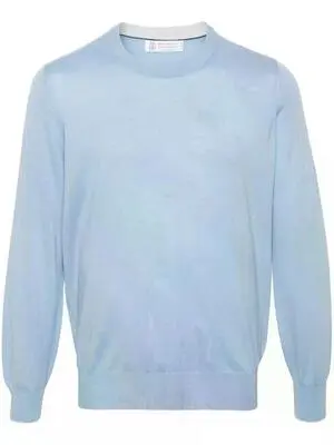 Brunello Cucinelli Crew-neck Fine-knit Jumper - Blue