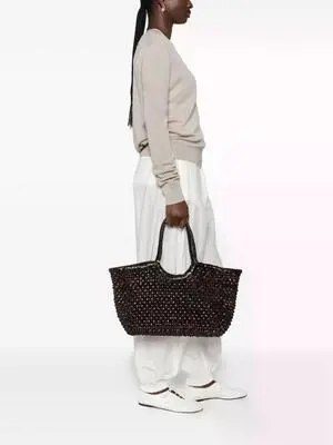 Dragon Diffusion Nantucket Cactus Woven Leather Tote Bag - Brown