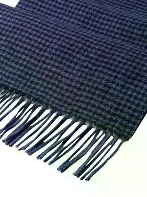 HACKETT  Houndstooth-pattern Fringed Scarf