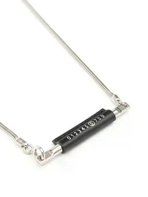 MAISON MARGIELA Number-print Leather Bar Necklace - Silver
