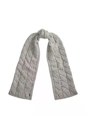 Polo Ralph Lauren Cable-knit Embroidered-logo Scarf - Grey