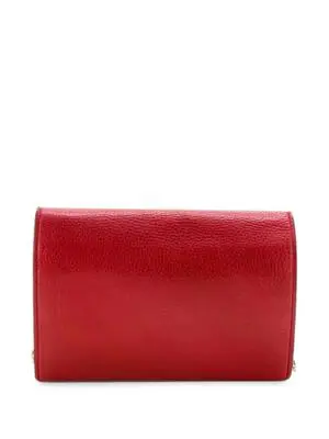 Gucci Gg Marmont Chain Wallet Leather Mini Clutch Bag - Red