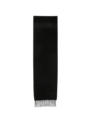 Max Mara Clara Monogram-embroidered Fringed Scarf - Black