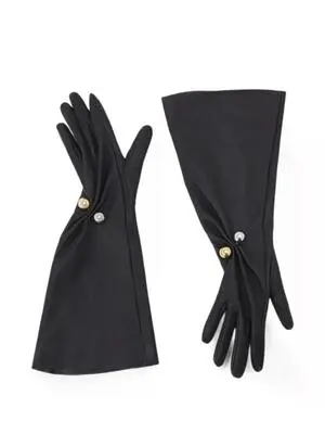 LANVIN Bead-embellished Leather Gloves - Black