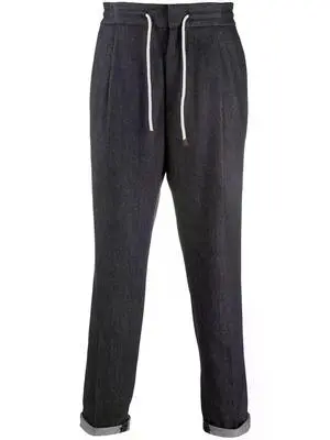 Brunello Cucinelli Drawstring Straight-leg Trousers - Blue