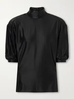 Rabanne Stretch-satin Turtleneck Blouse - Black