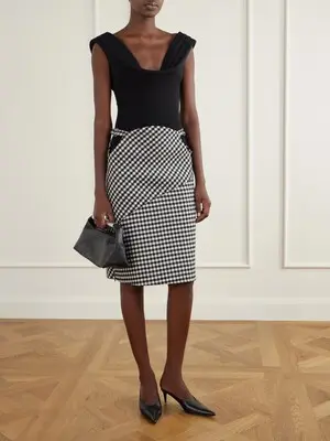 JEAN PAUL GAULTIER Checked Wool-blend Midi Skirt