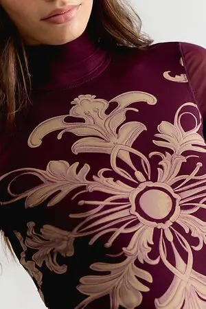 Free People Jessa Long Sleeve Top At - Maroon Combo