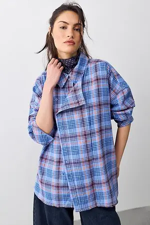 We The Free Elisson Plaid Top At - Blue Combo