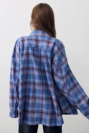 We The Free Elisson Plaid Top At - Blue Combo
