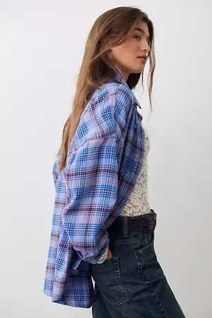 We The Free Elisson Plaid Top At - Blue Combo