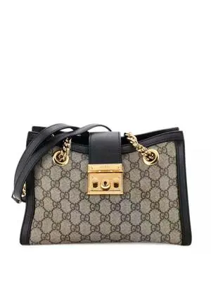 GUCCI Padlock Chain Tote Gg Coated Canvas With Leather Small Shoulder Bag