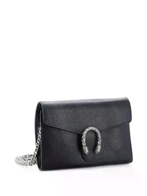 Gucci Dionysus Chain Wallet Leather With Embellished Detail Small Crossbody Bag - Black