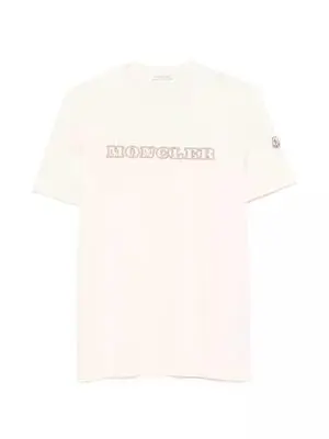 Moncler Logo-embroidered T-shirt - Neutrals