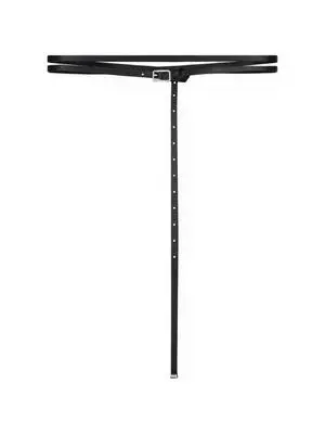 Givenchy Double Belt In Grained Leather - Black