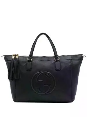 Gucci 2016-2026 Large Calfskin Soho Working Tote Bag - Black